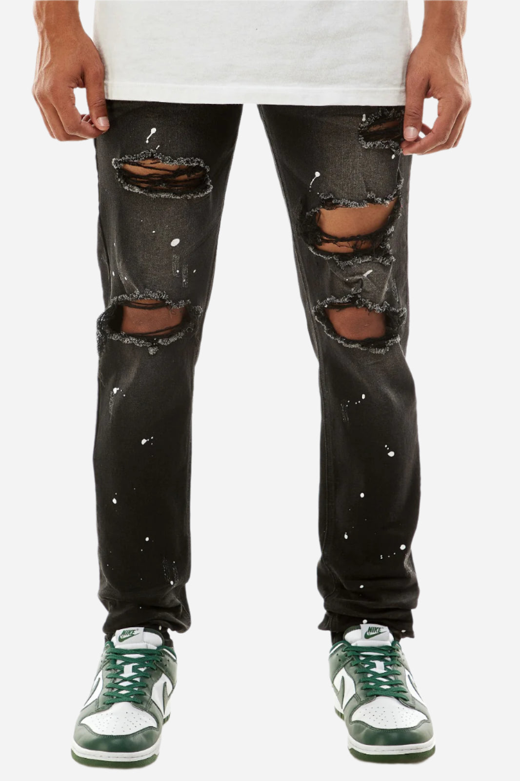 Distressed Jeans W/Paint Splatter - Skinny Ripped Jeans – Best Fitted